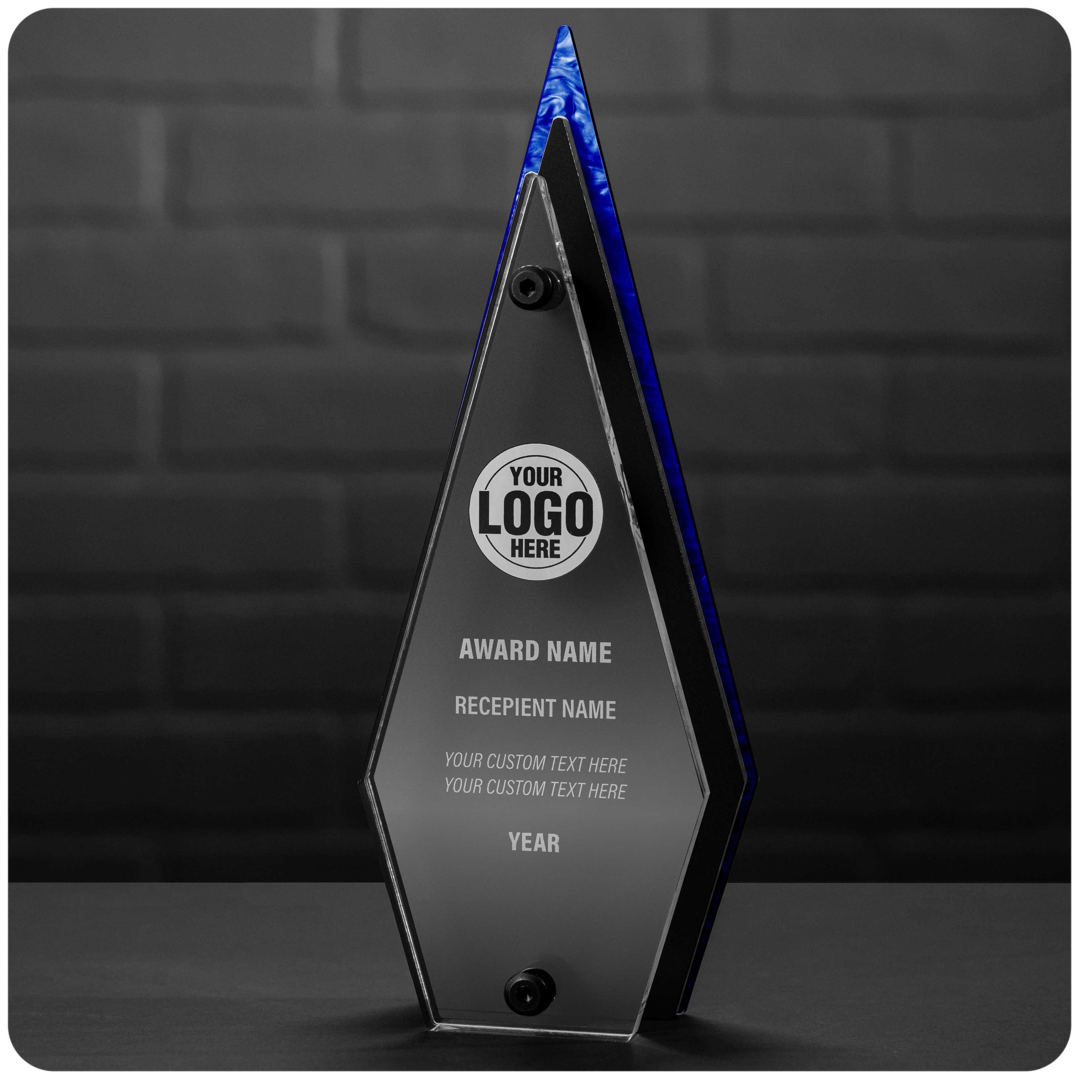 11" Edge Custom Acrylic Award - Red Marble - TrophySmack