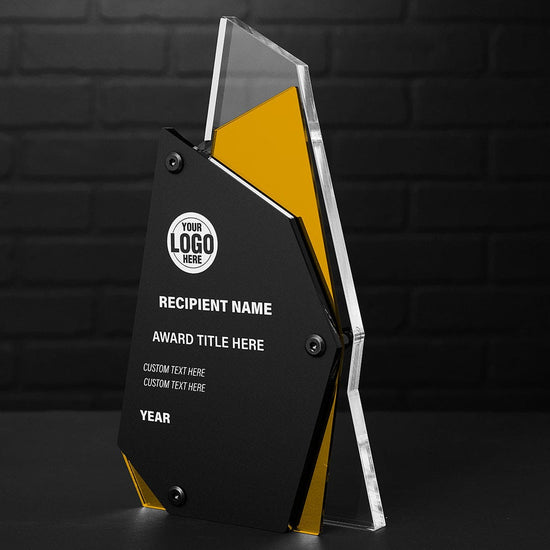 11" Ridgeline Custom Acrylic Award - Gold - TrophySmack