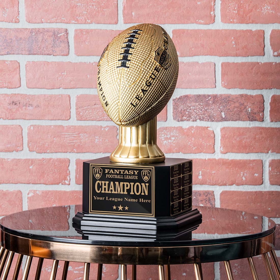 15" Perpetual Fantasy Football Trophy - Gold Football - TrophySmack