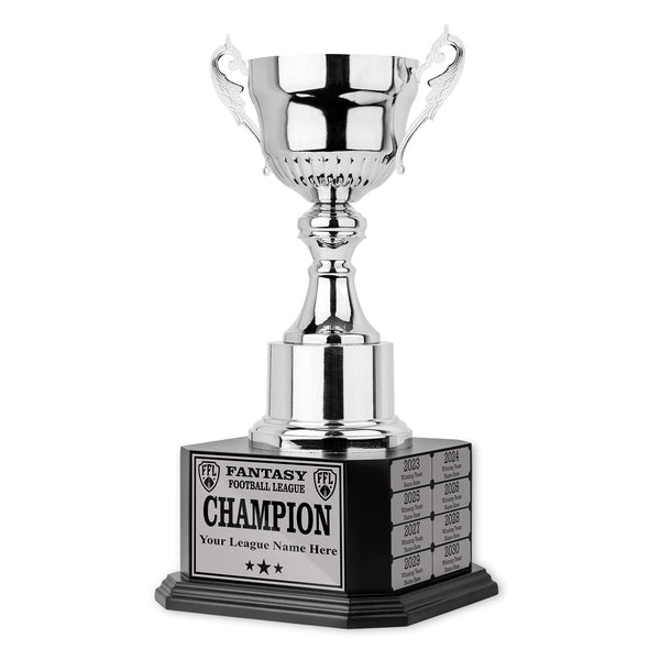 15" Perpetual Fantasy Football Trophy - Silver - TrophySmack
