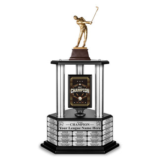 26"-36” Golf Championship Trophy - 26" / Black / Gold - TrophySmack