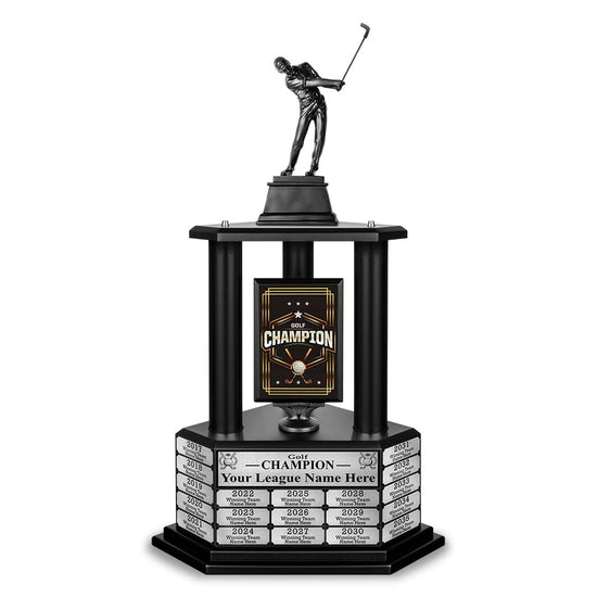 26"-36” Golf Championship Trophy - 26" / Black / Gold - TrophySmack