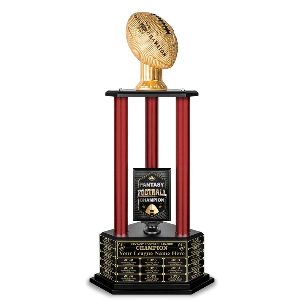 26"-56" Perpetual Fantasy Football Trophy - Gold Football - TrophySmack