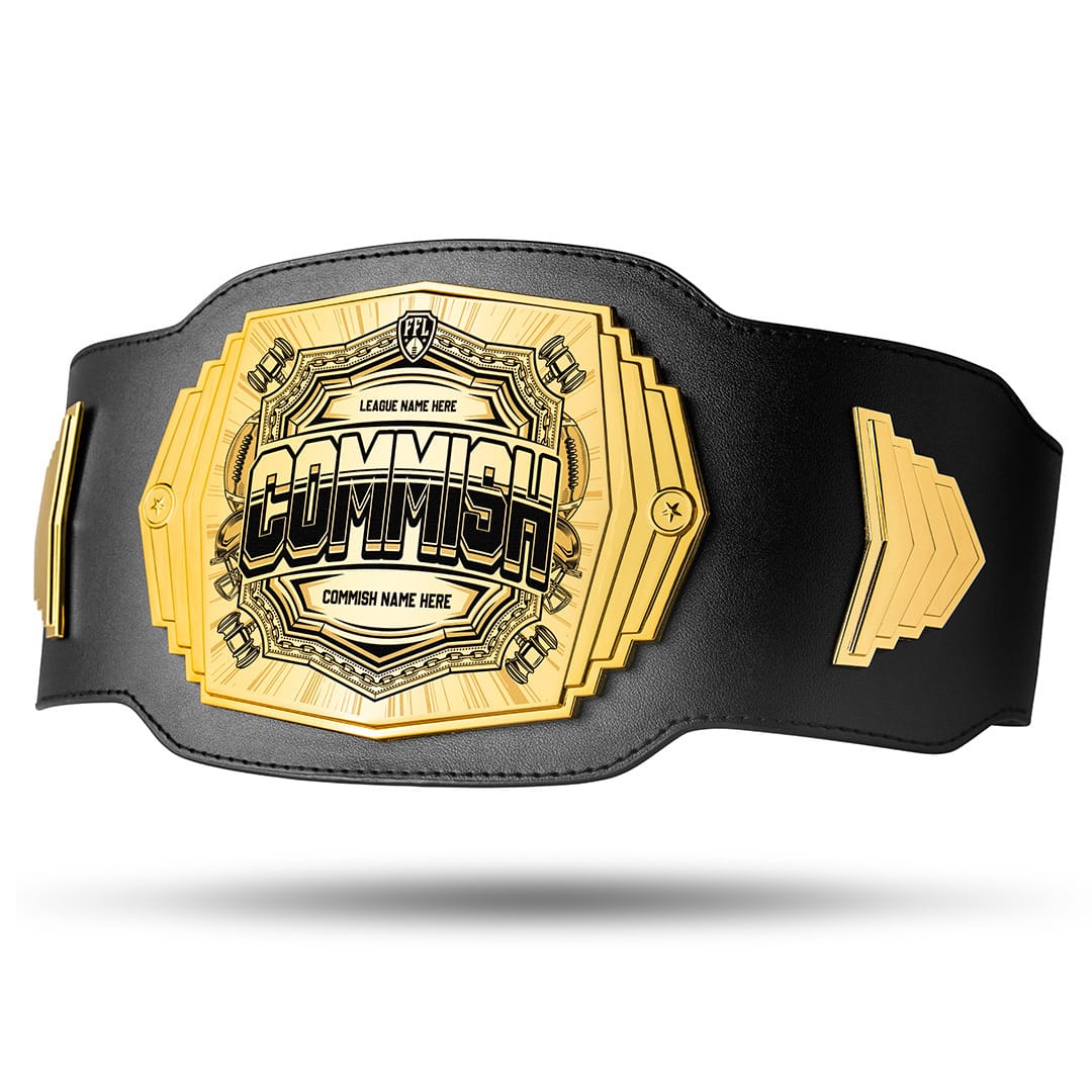 2lb Commish Fantasy Football Custom Championship Belt - Gold / CamoBlue ...