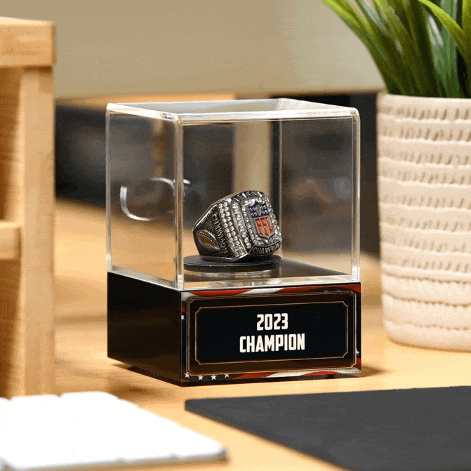 "Design Your Own" Championship Ring Spinning Display Case - TrophySmack