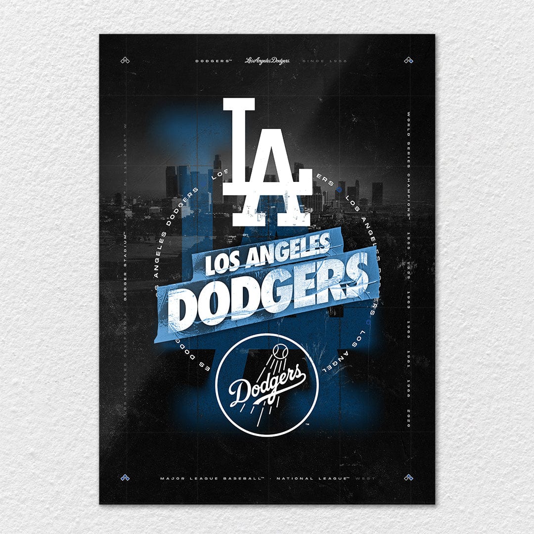 Los Angeles Dodgers City Skyline Stacked - MLB Metal Wall Art - TrophySmack
