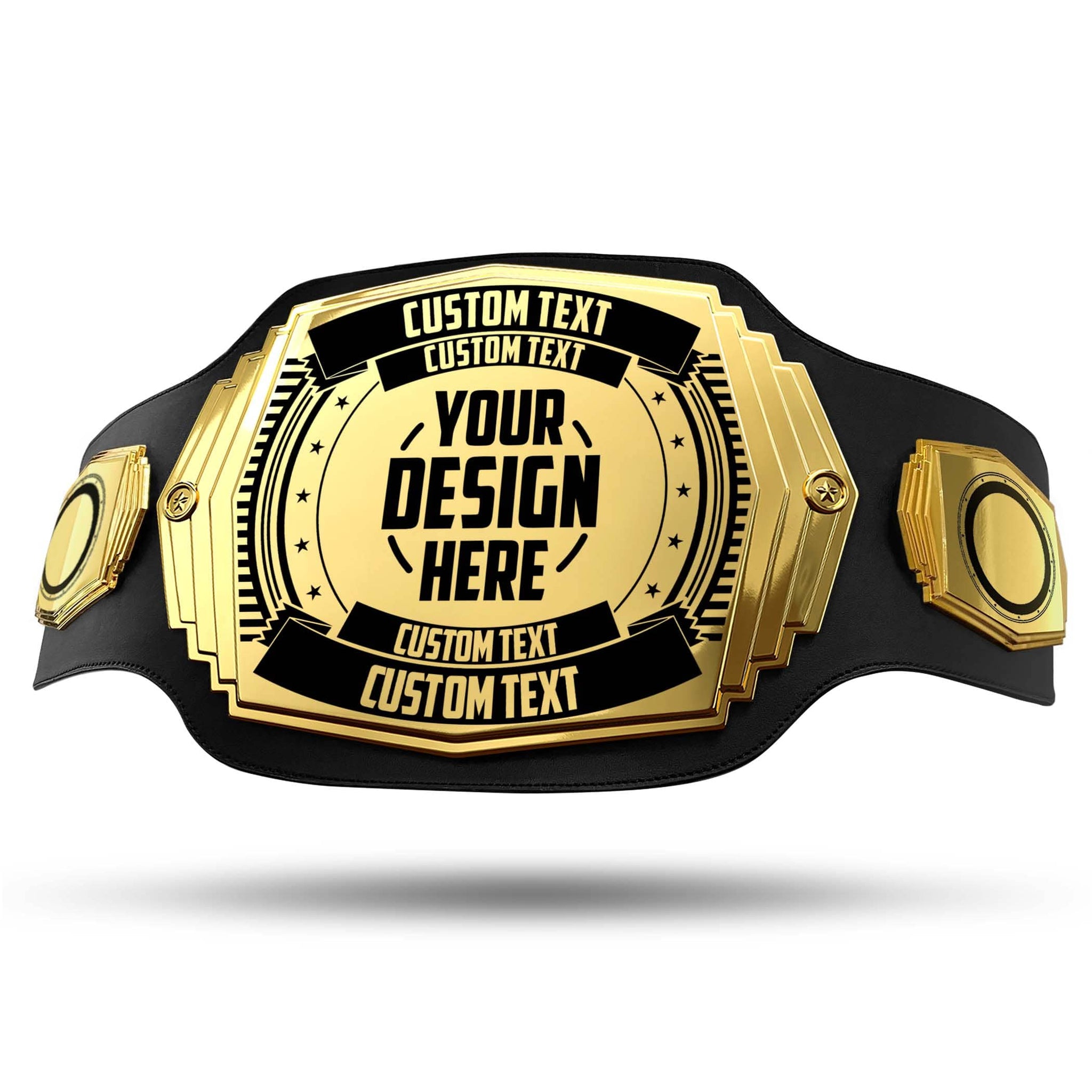 Custom Championship Belt - 6lb Title Belts - Gold / Black Leather ...