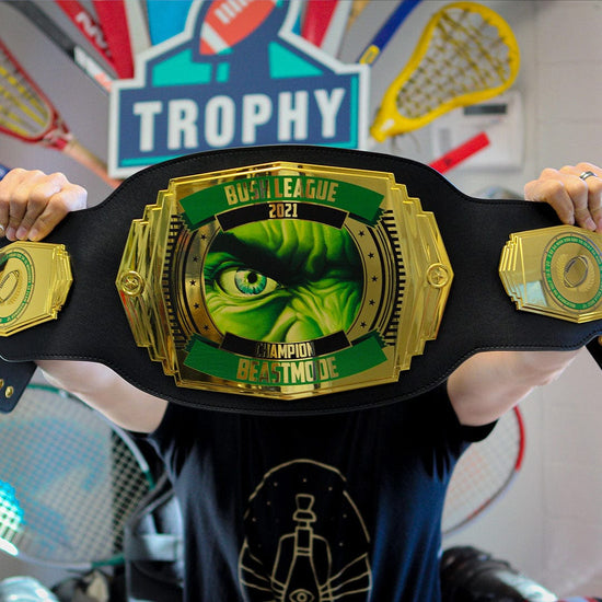 Custom Championship Belt - 6lb Title Belts - Gold / Black Leather ...