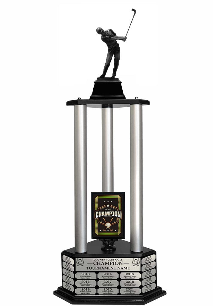 26"-36” Golf Championship Trophy - 26" / Black / Gold - TrophySmack