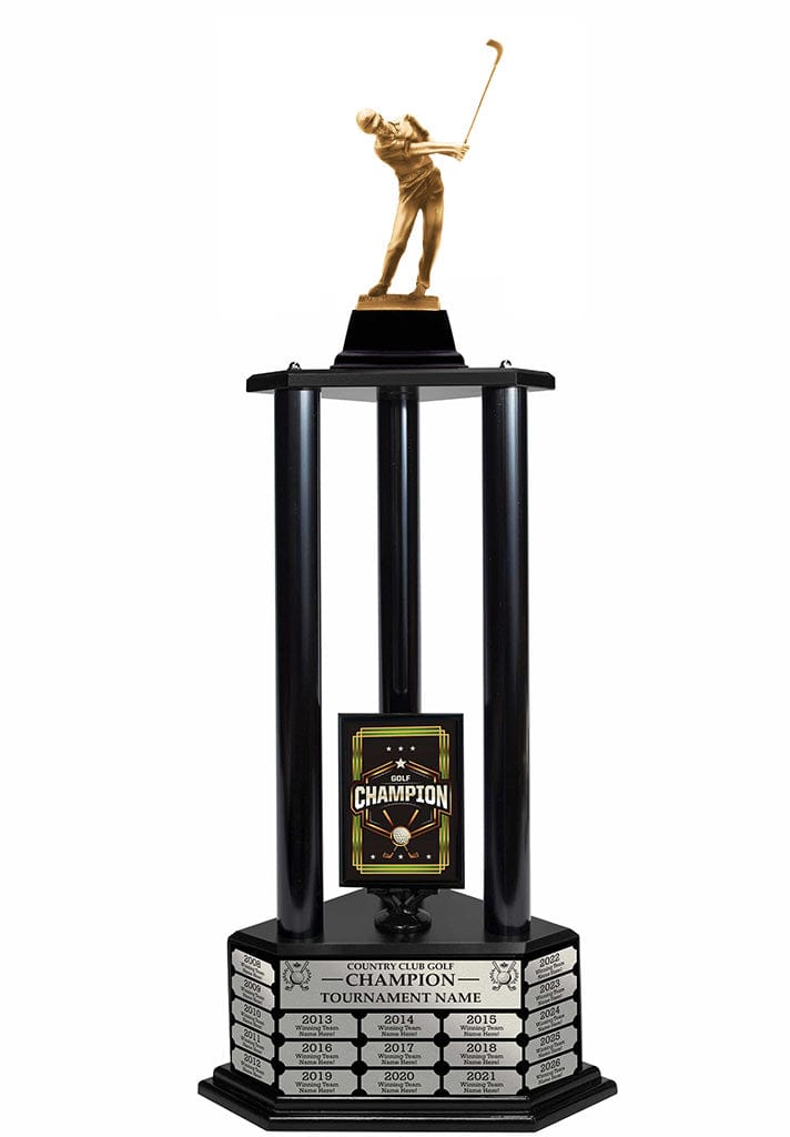 26"-36” Golf Championship Trophy - 26" / Black / Gold - TrophySmack