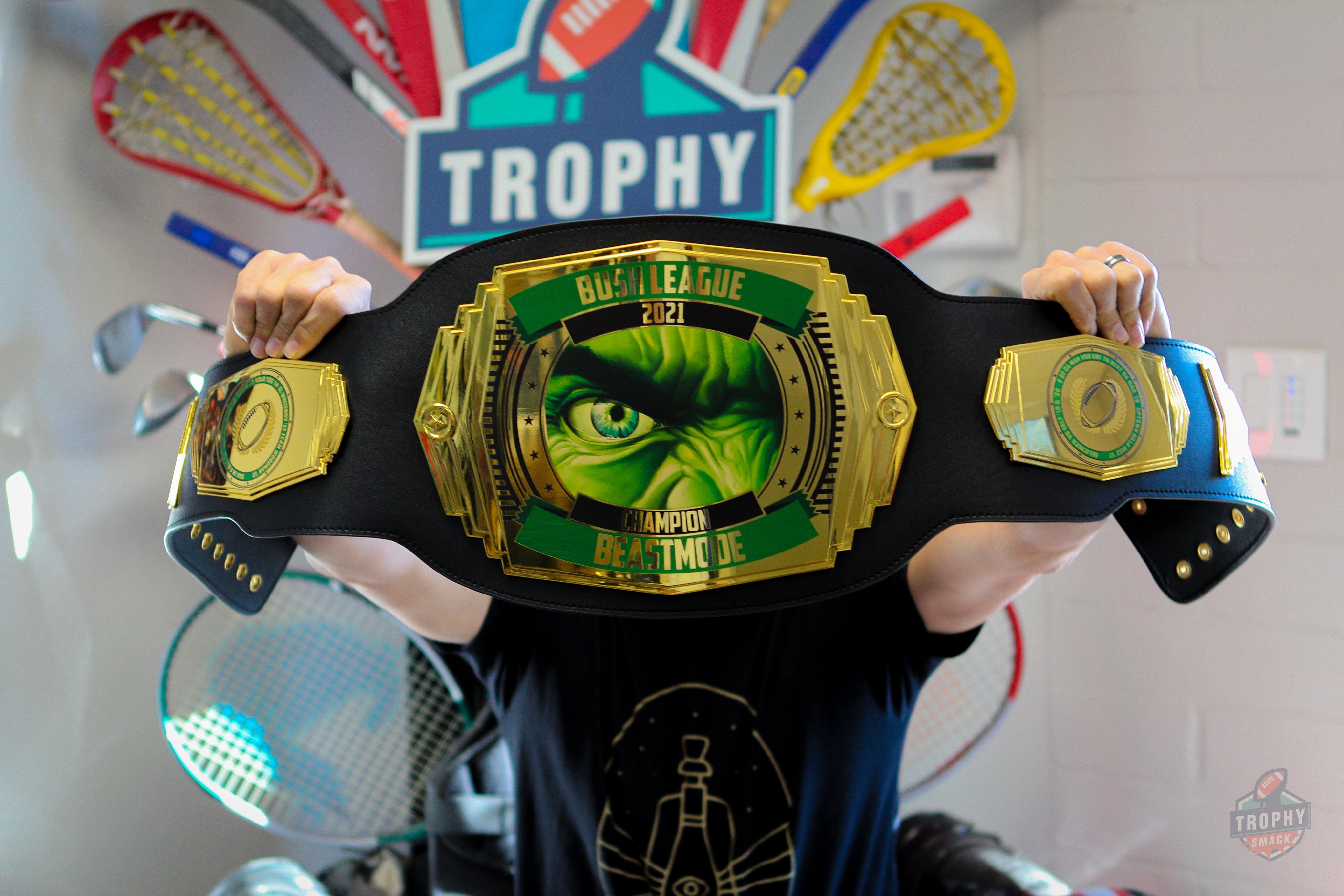 Custom Championship Belt - 6lb Title Belts - Gold / Black Leather ...